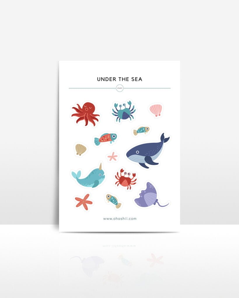 Under the Sea Sticker Sheet | Cute Ocean Life Sticker - ohashii