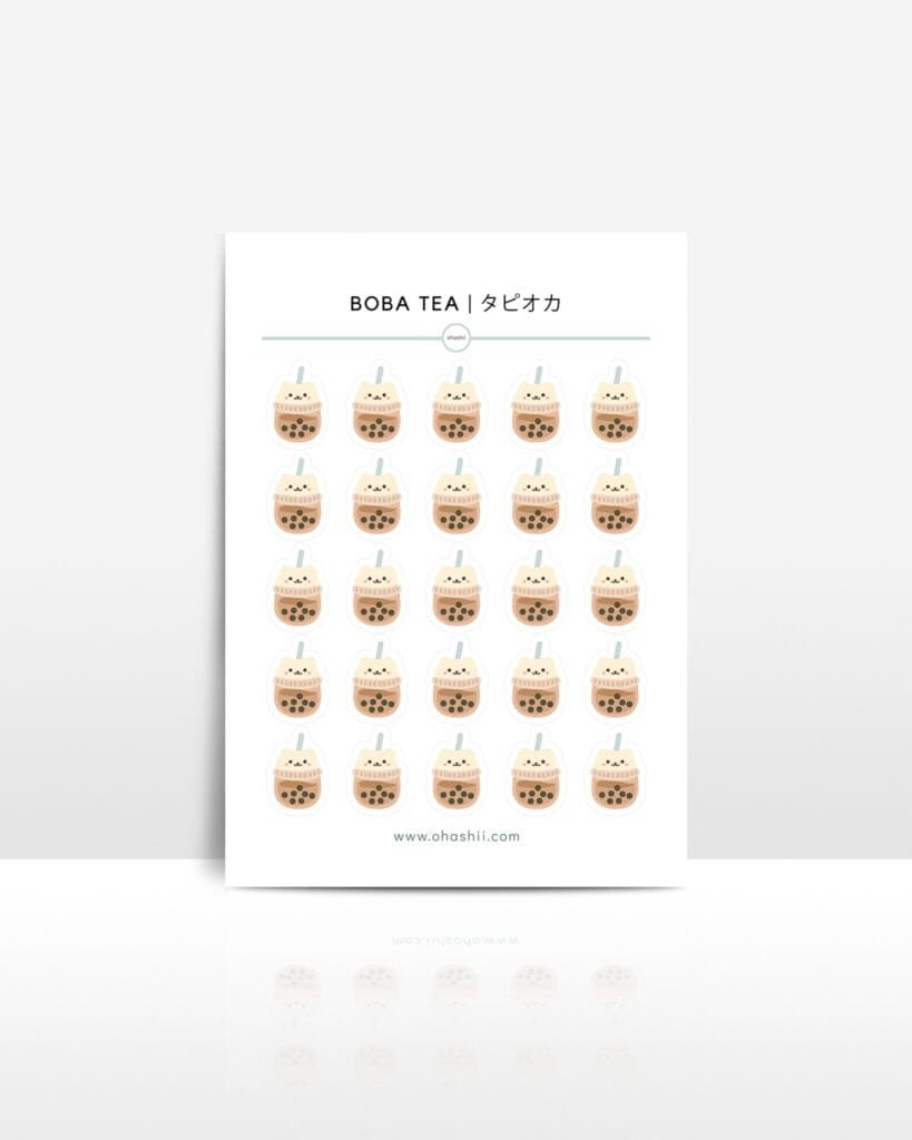 Boba Tea | Sticker Sheet - Kawaii Bubble Tea Tapioca Stickers UK - ohashii