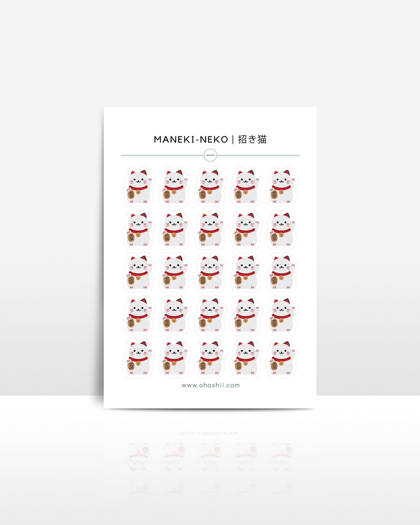 Maneki-Neko | Sticker Sheet - Japanese Lucky Waving Cat Sticker ohashii