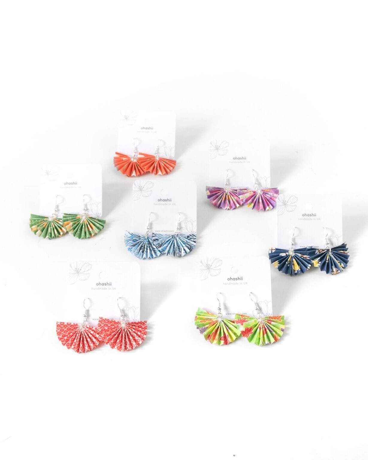 Origami Fan | Earrings - Japanese Paper Origami Earrings Handmade - ohashii